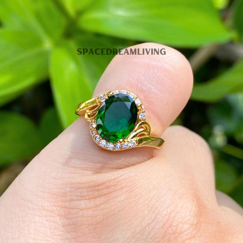 Cincin Emas Suasa Batu Zirconia Bujur Gold Plated Zirconia Oval ...