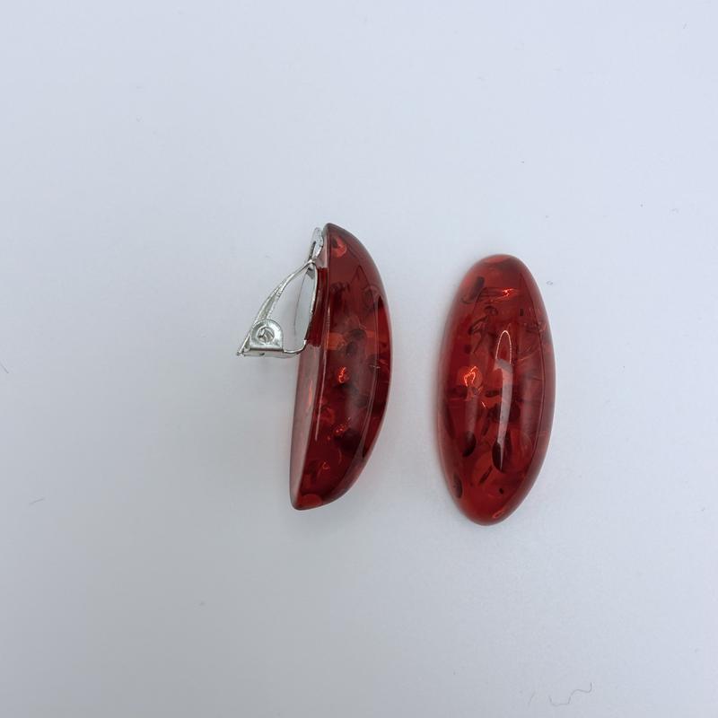 Elegant Red - hued Amber - inspired Ear Clips: A Blend of Retro ...