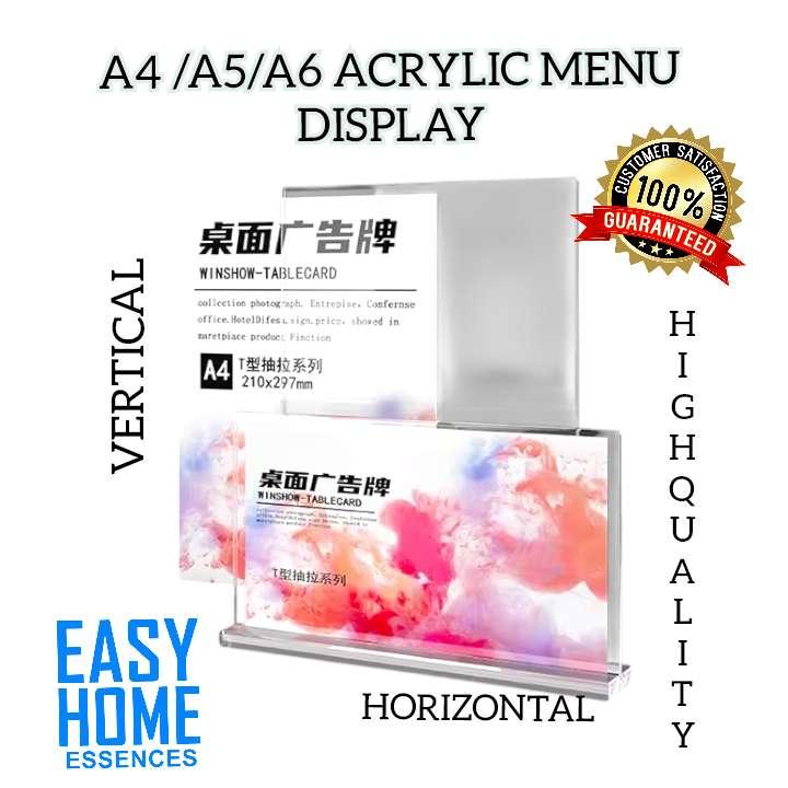 A5 A6 Acrylic Menu Display Stand Double Side Clear Desk Display ...