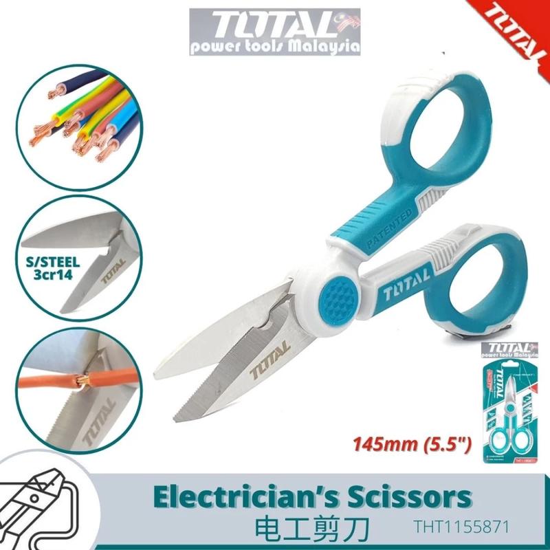 TOTAL Electrician’s Scissors 145mm (5.5") Stainless steel (3Cr14 ...
