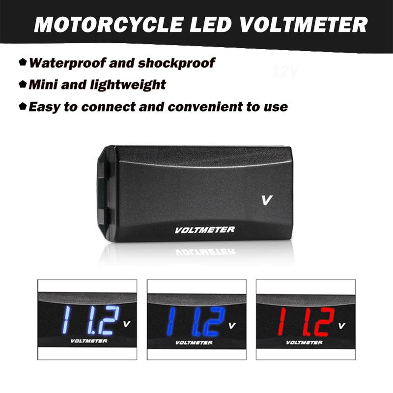 12V Digital Display Voltmeter Car Motorcycle LED Waterproof Voltage ...