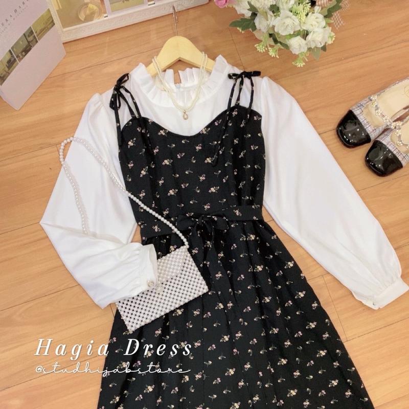 Hagia Overall Dress Bunga Muslim Cantik Motif Crinkle - Shop | Tokopedia