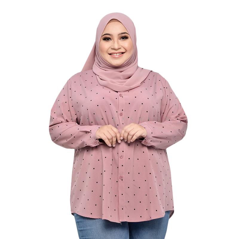 21001A [VIEW] XL-3XL PLUS SIZE MUSLIMAH POLKA COLLAR SHIRT - TikTok ...