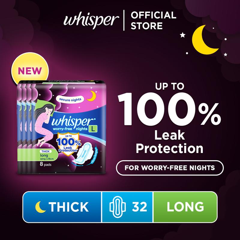 Whisper Breathable Cotton Overnight Long Heavy Flow (28cm) 3 - TikTok ...