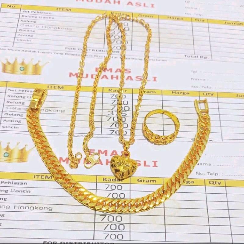 set perhiasan wanita kekinian titanium asli, set Perhiasan wanita lapis ...