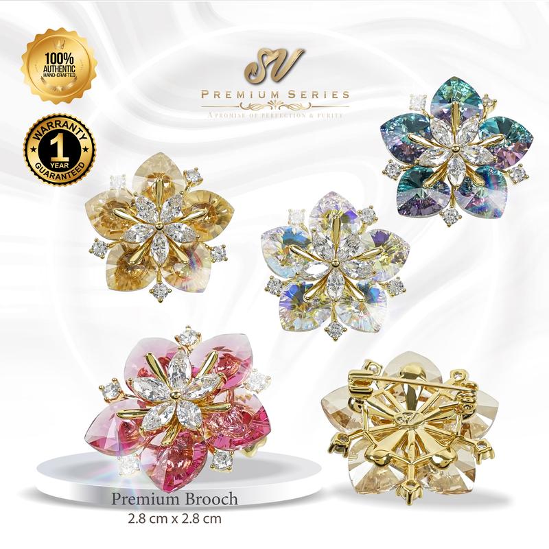 Sv Premium Exclusive Crystal Hijab Pin Austria Crystal Flower Scarf ...