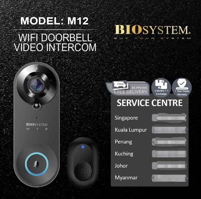 BIOSYSTEM WIFI PEEPHOLE DOORBELL M12 - TikTok Shop Singapore
