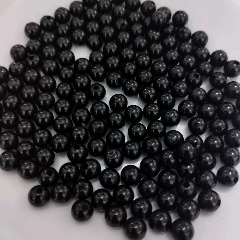 Smooth Black Beads 25g/50g - 6mm/8mm/10mm sizes for DIY crafting ...