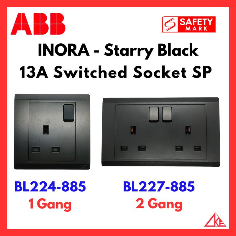 (SG Stock) ABB INORA Starry Black【1 Gang / 2 Gang】13A Switched Socket ...