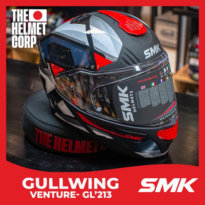 Jual SMK GULLWING VENTURE BLACK RED GREY GLOSSY GL 213 MODULAR HELMET ...