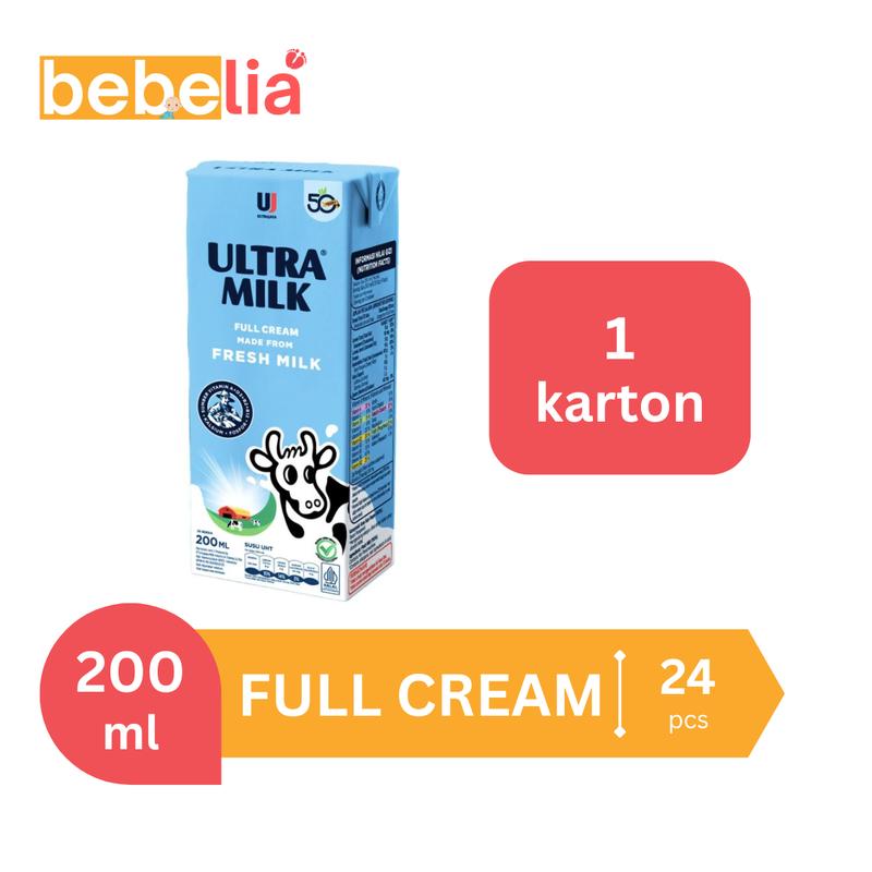 Ultra Milk Susu UHT Full Cream 200 ml 1 dus isi 24 pcs - Shop | Tokopedia