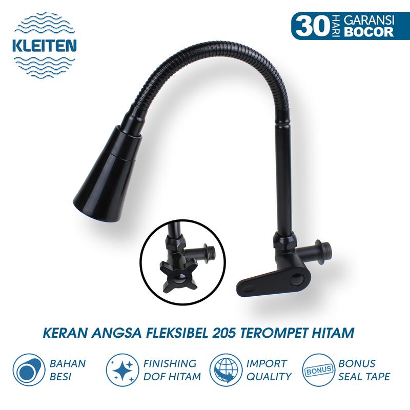 KLEITEN Kran Angsa Fleksibel Terompet Hitam - Keran Dapur Cuci Piring ...