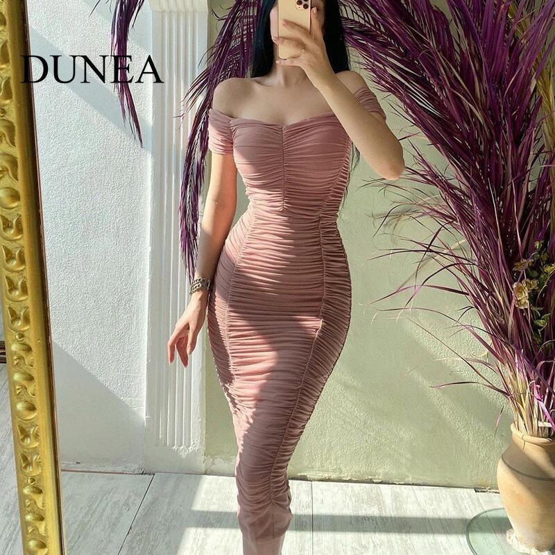 Gaun Panjang Bodycon Berlipat Luar Bahu, DUNEA, Untuk Wanita - TikTok ...