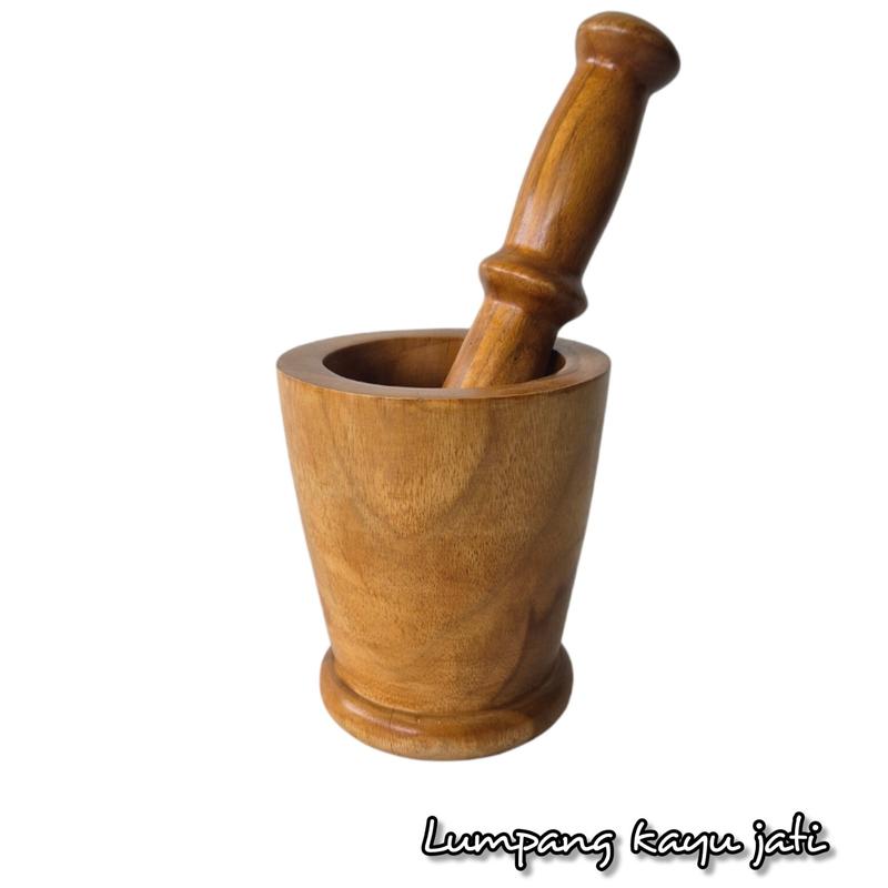 lumpang kayu jati | cobek tumbuk kayu jati asli Set - Shop | Tokopedia