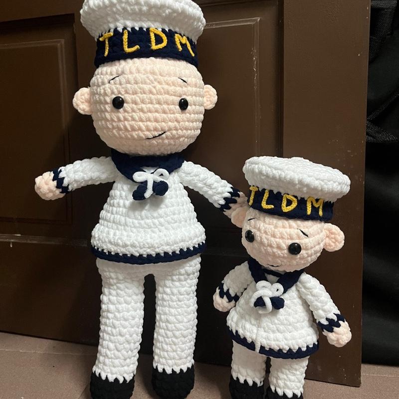 100% hand knitted crochet patung besar TLDM askar PDRM 55cm 35cm ...