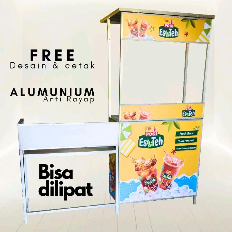 Gerobak Land Booth Portable ATAP Meja Lipat Alumunium Jualan - Shop ...