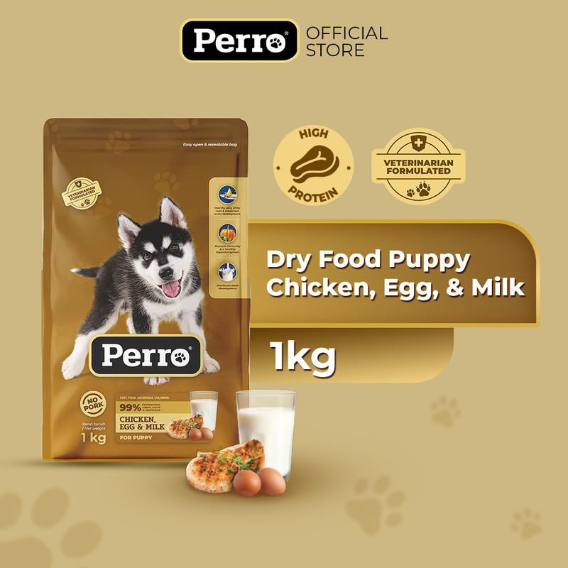 Perro Dry Dog Food Puppy Chicken, Egg, & Milk 1kg - Shop | Tokopedia