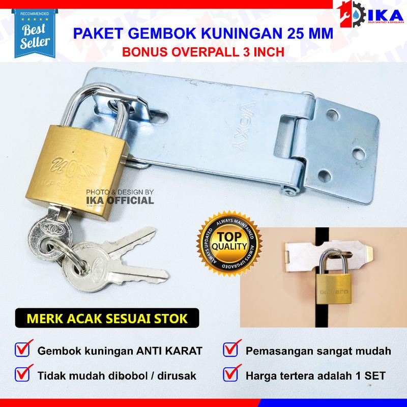 Paket gembok pres kuningan 25mm + cantolan gembok 3inch - Shop | Tokopedia
