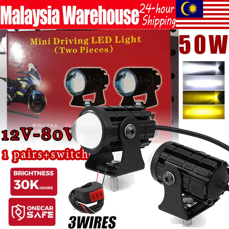Mini Driving Light Motorcycle Led Super Bright Spot Dual Color 6000K ...