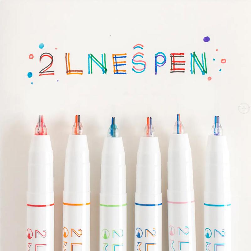 6pcs Double color Line Stereo Effect Colorful marker Pens, Single ...