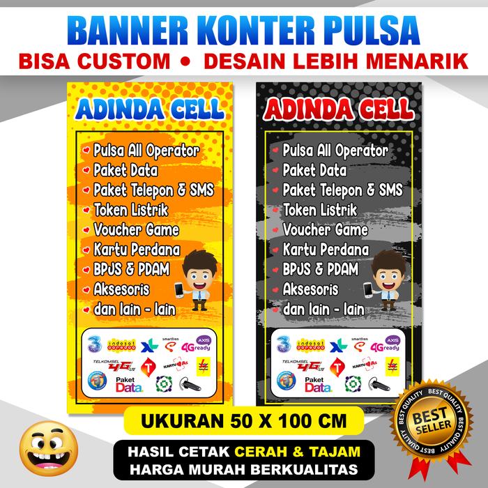 Jual BELI 1 DAPAT 2 BANNER SPANDUK KONTER PULSA LUCU DAFTAR HARGA KUOTA ...