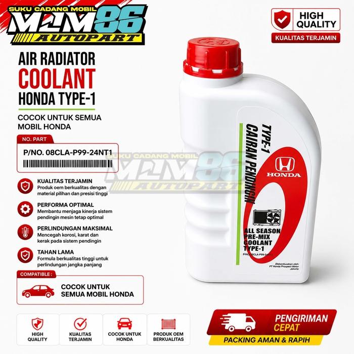 Jual Air Radiator Coolant Honda Type 1 Green Hijau 1L Original Pre-Mix ...