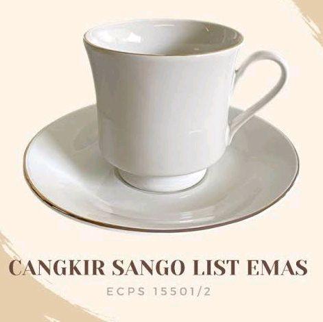 Jual SANGO Cangkir Keramik Putih List Gold Type 15501 /2 isi 12 pcs/Set ...