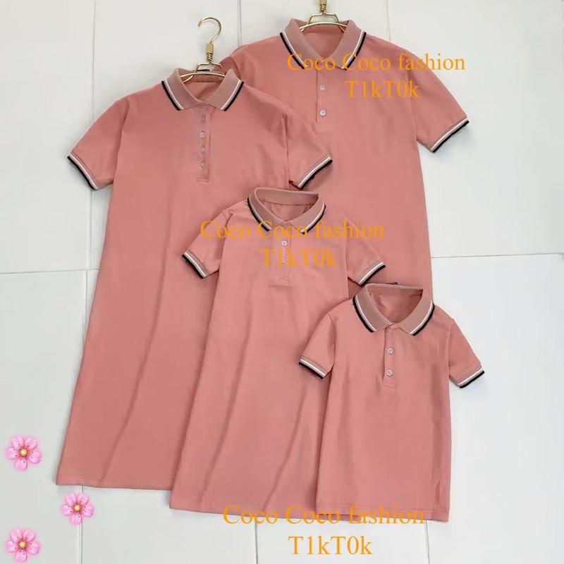 fashion Apricot Crush family couple polo shirt dress plain cotton ...