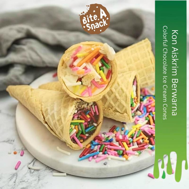 Kon Aiskrim Berwarna | Colorful Chocolate Ice Cream Cones 450g± ...