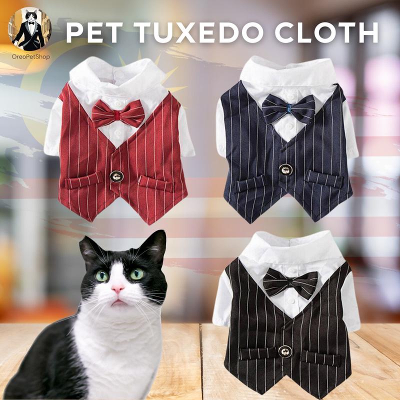 Pet Clothes Tuxedo Cat Kucing Bowtie Formal Shirt Pet Supplies - TikTok ...