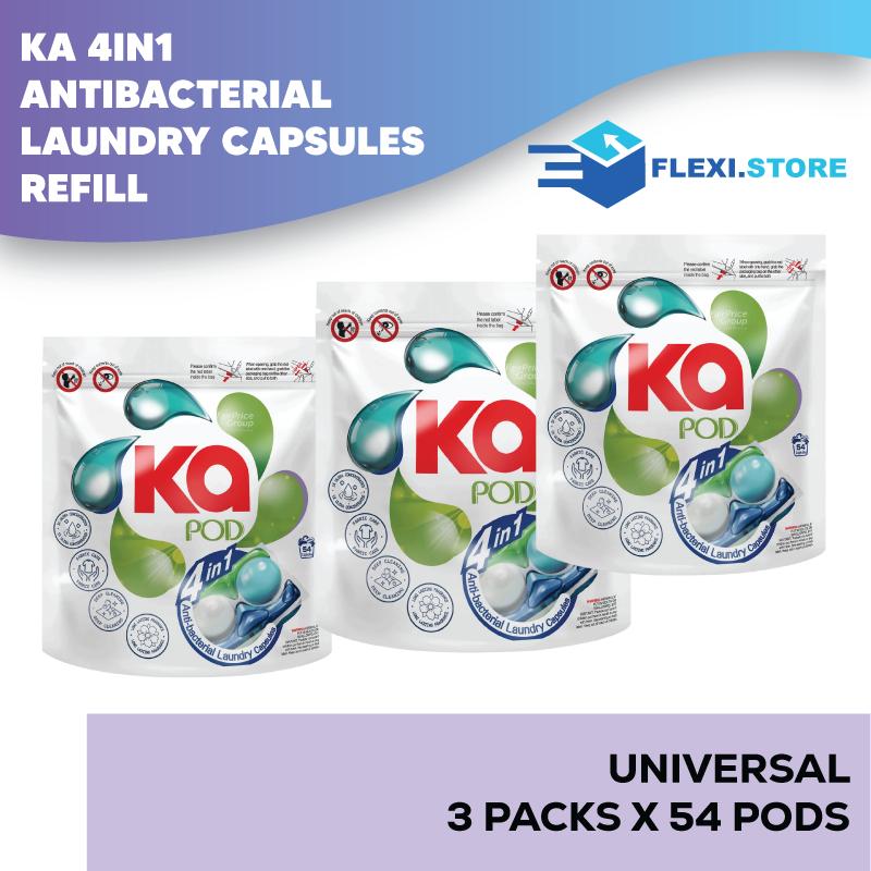 KA 4 in 1 Antibacterial Laundry Capsules Detergent 54s x 3 (Refill Pack ...