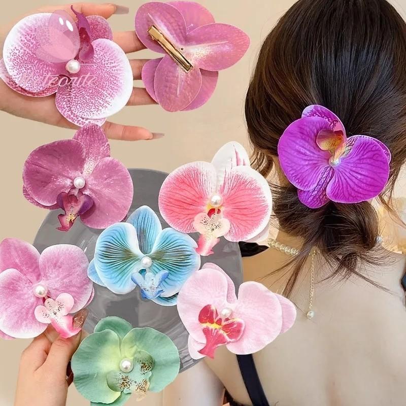 Jepit Rambut Bunga Phalaenopsis, Gaya Manis dan Elegan, Klip Rambut ...