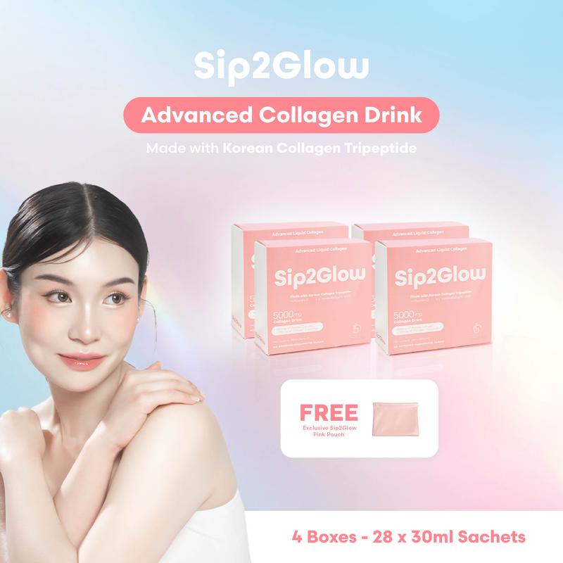 [B3G1+1pc. Pink Pouch Bag] Sip2Glow Advanced Collagen Drink with - TikTok Shop Philippines