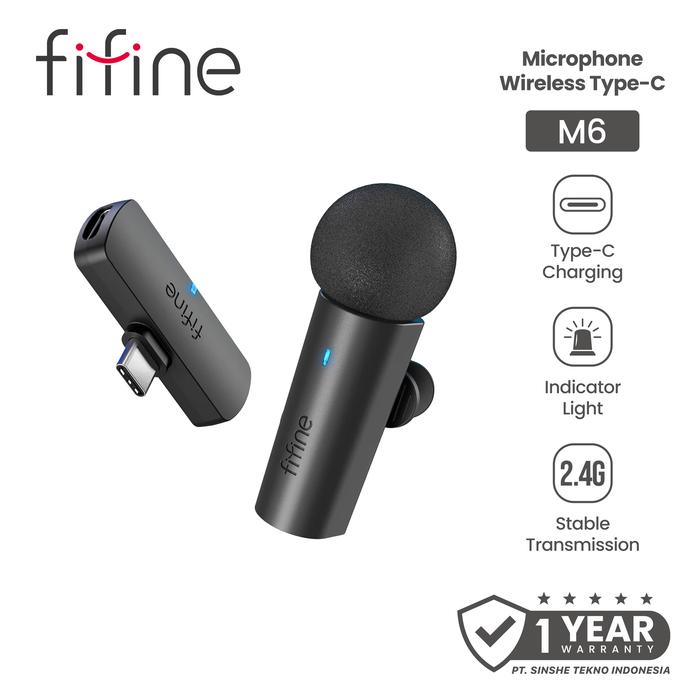 Promo Fifine M6 Mic Wireless Lavalier Phone Single Microphone Type C ...