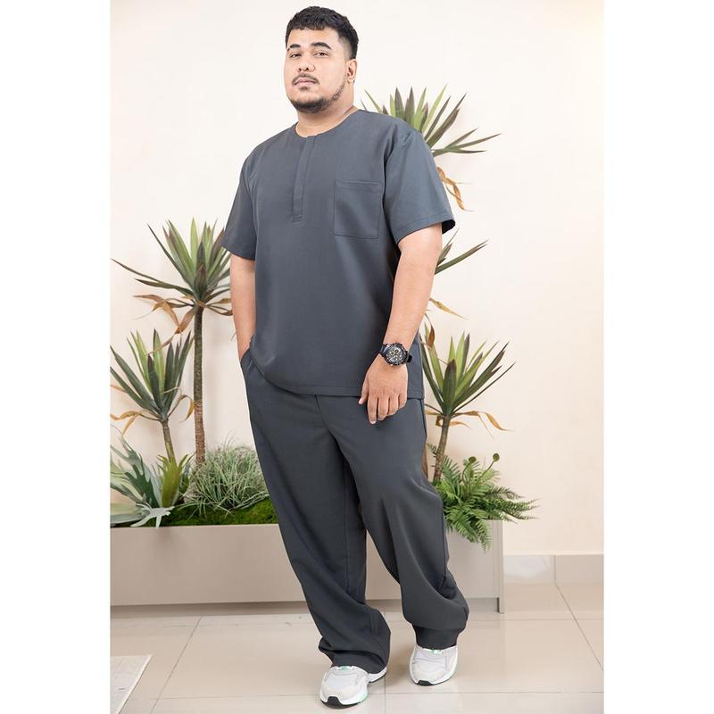 Set Kurta Moden Lelaki, Bersaiz Besar, Seluar Keselesaan Kasual ...