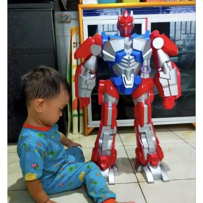SUPER JUMBO 80cm ROBOT TRANSFORMER OPTIMUS COMBAT SUARA NYALA BUMBLEBEE ...