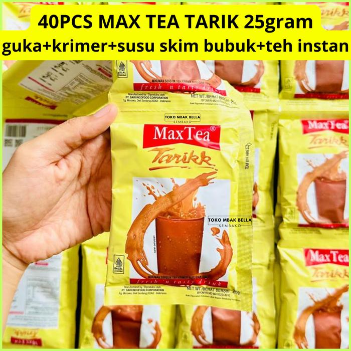 Promo MAX TEA TEH TARIK 25gr teh tarik instan Sachet gula + krimer ...