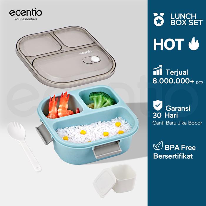 Promo ecentio kotak makan 3 Grid lunch box BPA Free Kotak Sup tempat ...