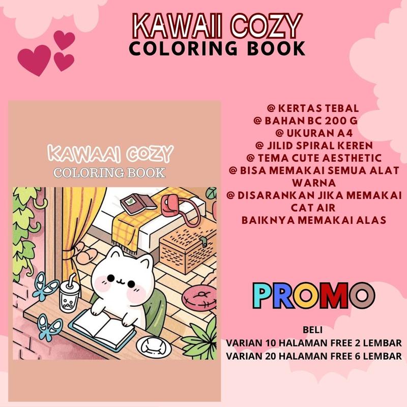 Kawaii Cozy Coloring Book Cute And Easy Buku Mewarnai Anak Remaja ...