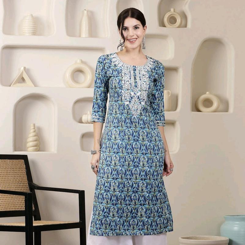 Jaipur Printed & Embroidered Kurti( TOP ONLY) - TikTok Shop Malaysia