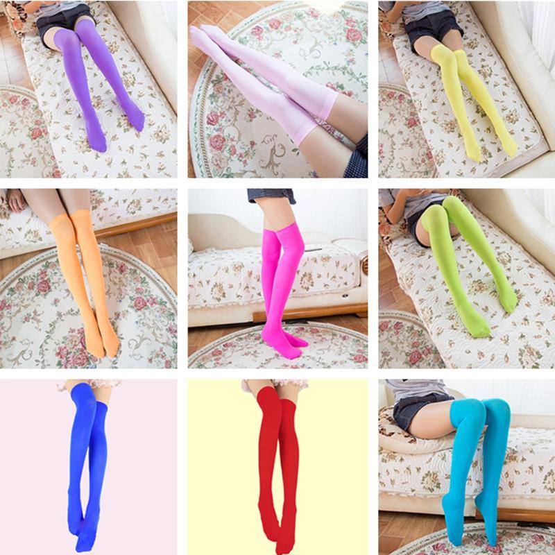 Sports Socks 1 Pair Women Over Knee Stocks Sexy Solid Color Opaque ...