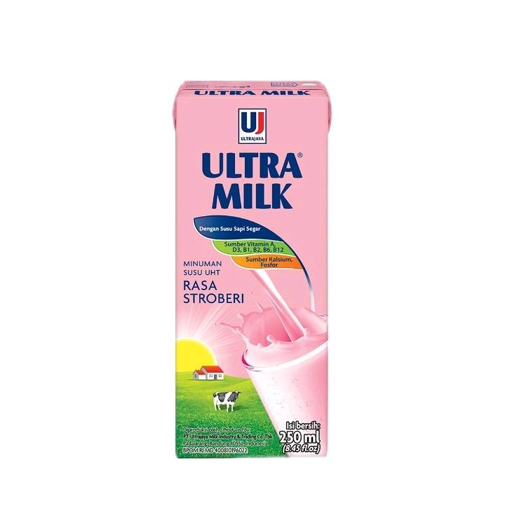 susu ultra milk minuman susu uht rasa strawberry 250ml - Shop | Tokopedia