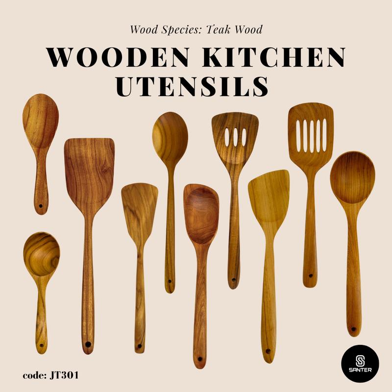 JT301. Teak Wood Wooden Kitchen Utensils / Rice Paddle / Frying ...