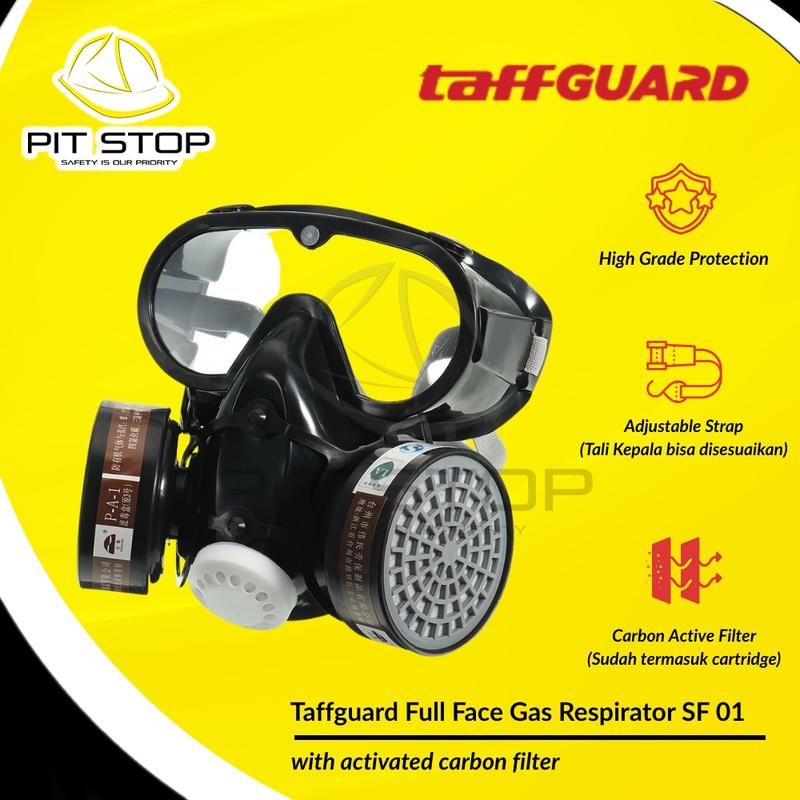 Masker Gas Respirator TaffGuard Full Face with Activated Carbon Filter ...