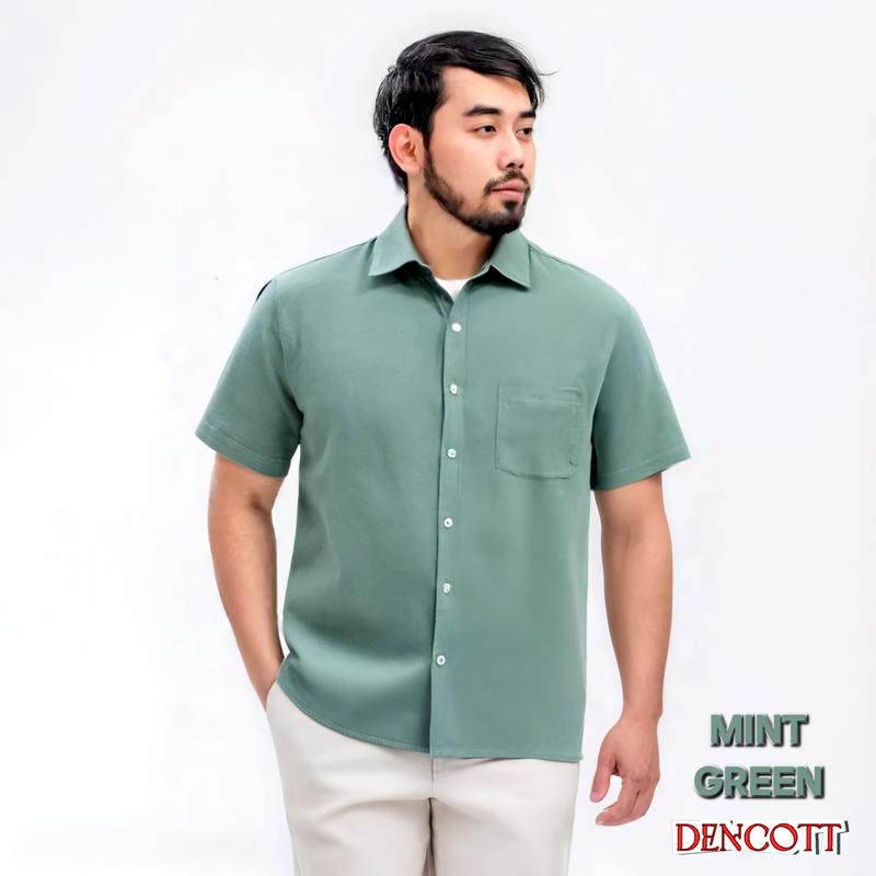 Kemeja Formal Lelaki Oxford Cotton Short Sleeve Plain Color Men ...