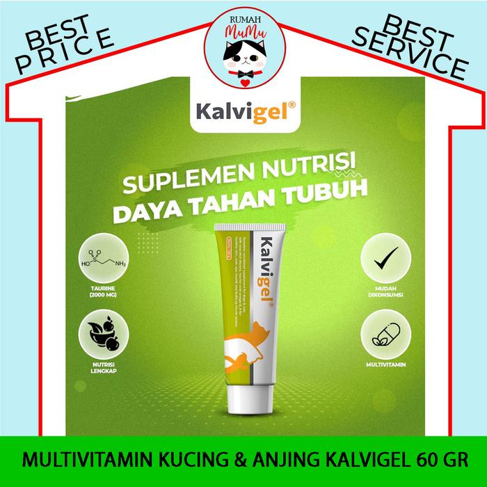 Jual MULTIVITAMIN TAURINE IMUNITAS KUCING & ANJING KALBE KALVIGEL 60 GR ...