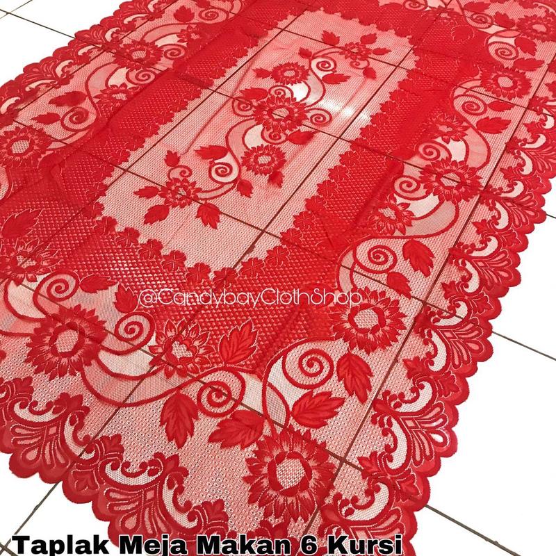 NATAL MERAH Taplak Meja Makan 6 Kursi Persegi 150 x 230 cm Bahan - Shop ...