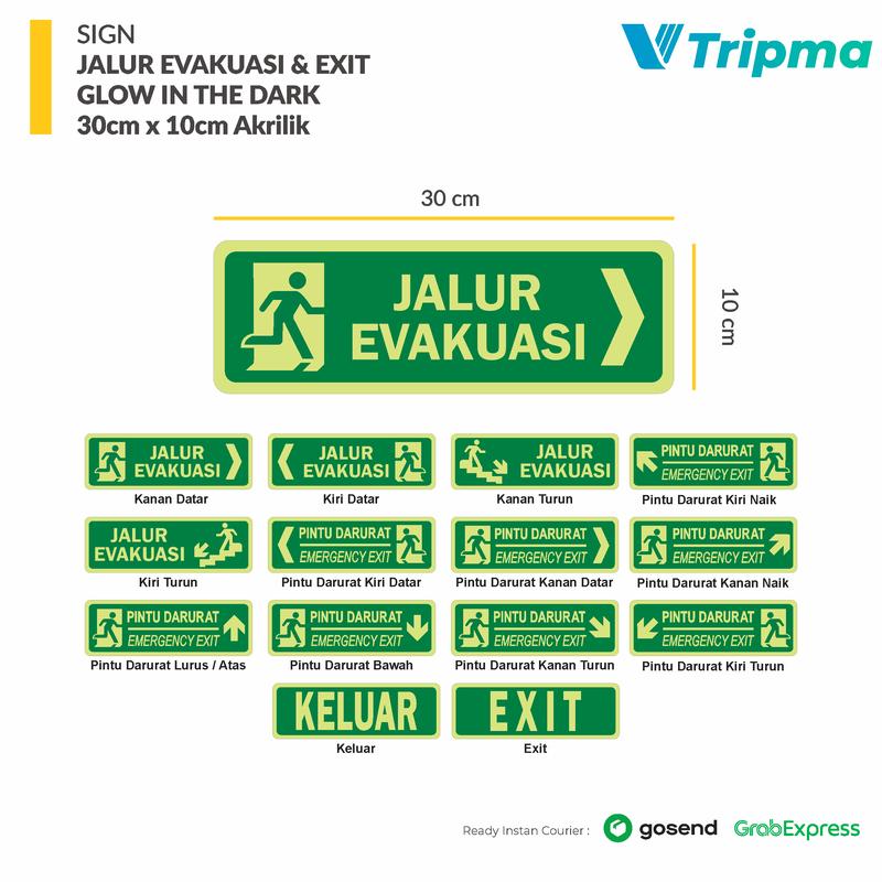 Rambu Jalur Evakuasi - Exit Ukuran 30cm x 10cm Akrilik - Glo - Shop ...