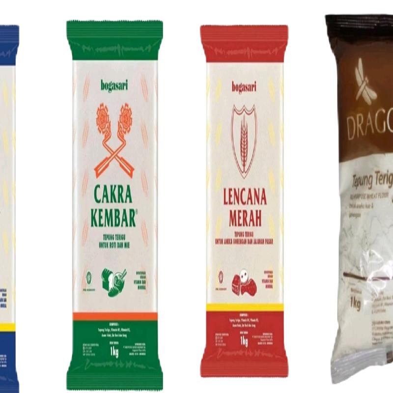 TEPUNG TERIGU KEMASAN 1KG(SEGITIGABIRU, CAKRAKEMBAR,LENCANA MERAH ...