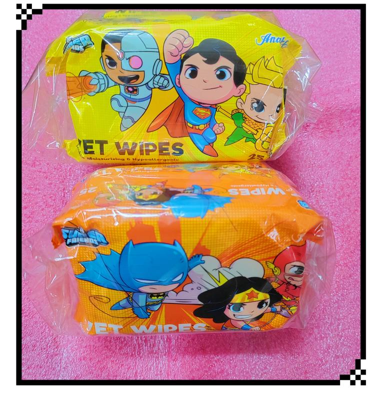 ANAKKU Wet Wipes Super Friends 25 PCS X2 Packs 2 Warna Kain Basah ...
